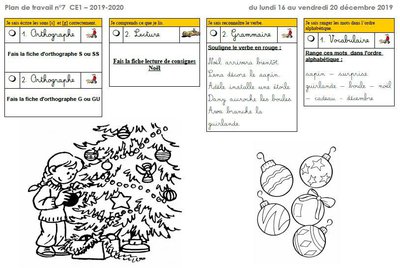 Plan de Travail de Noël CE1 déc 2019 par Zaubette - jenseigne.fr